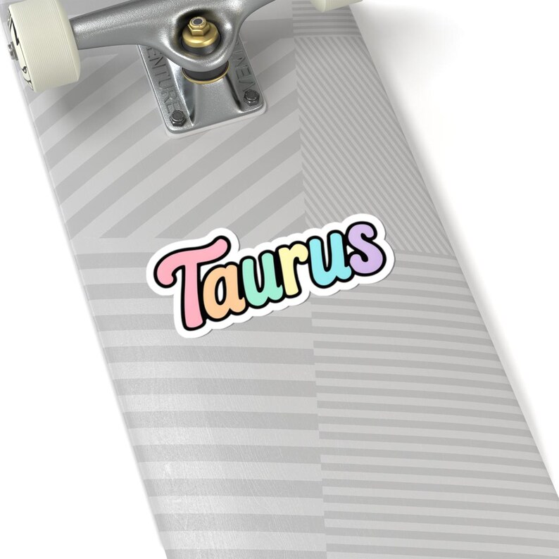 Taurus Script Rainbow Sticker | Zodiac Decal, Pastel Astrology - Etsy