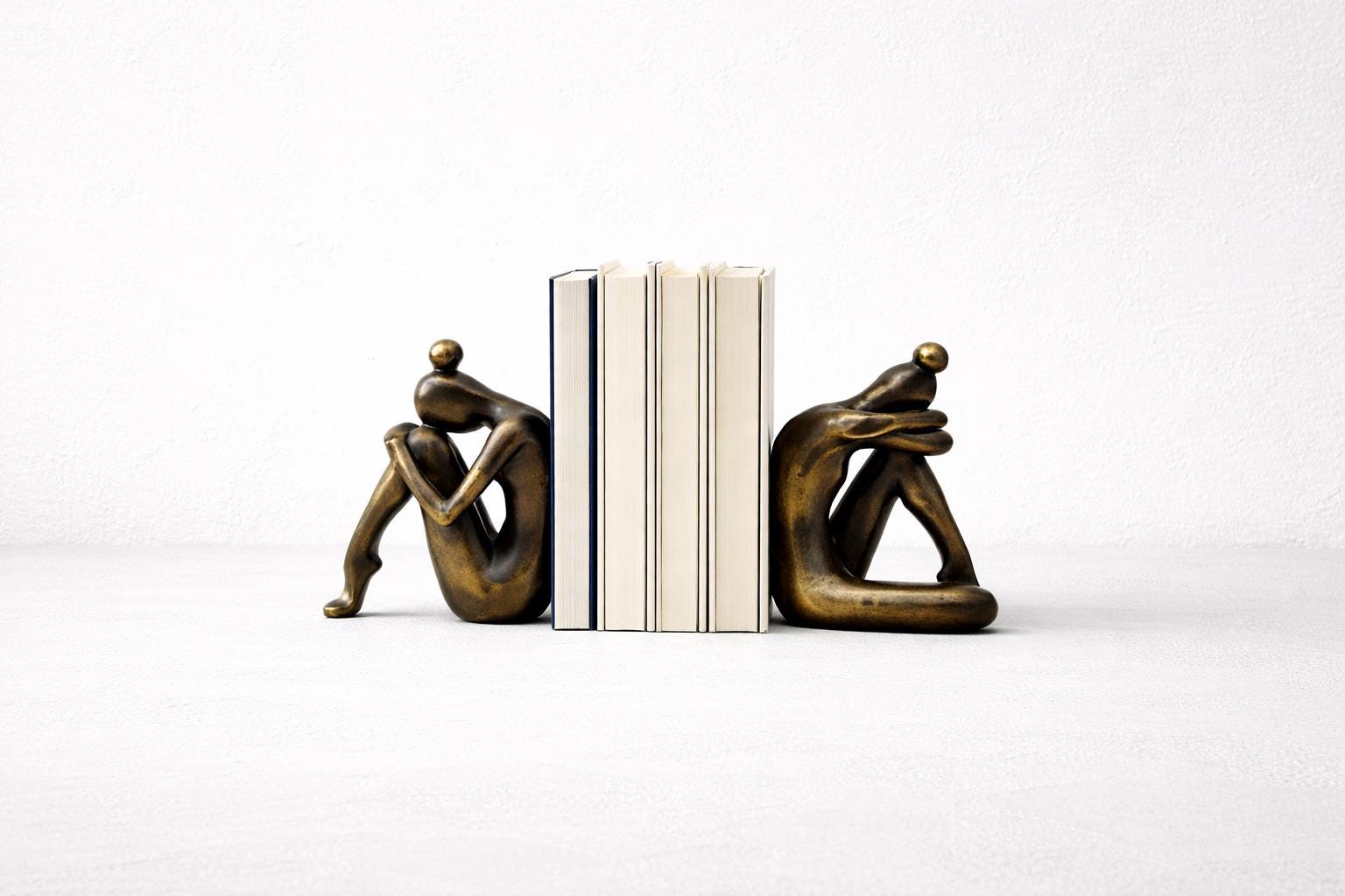 Modern Abstract Resin Bookends – Thinker Sculpture Book Ends ...