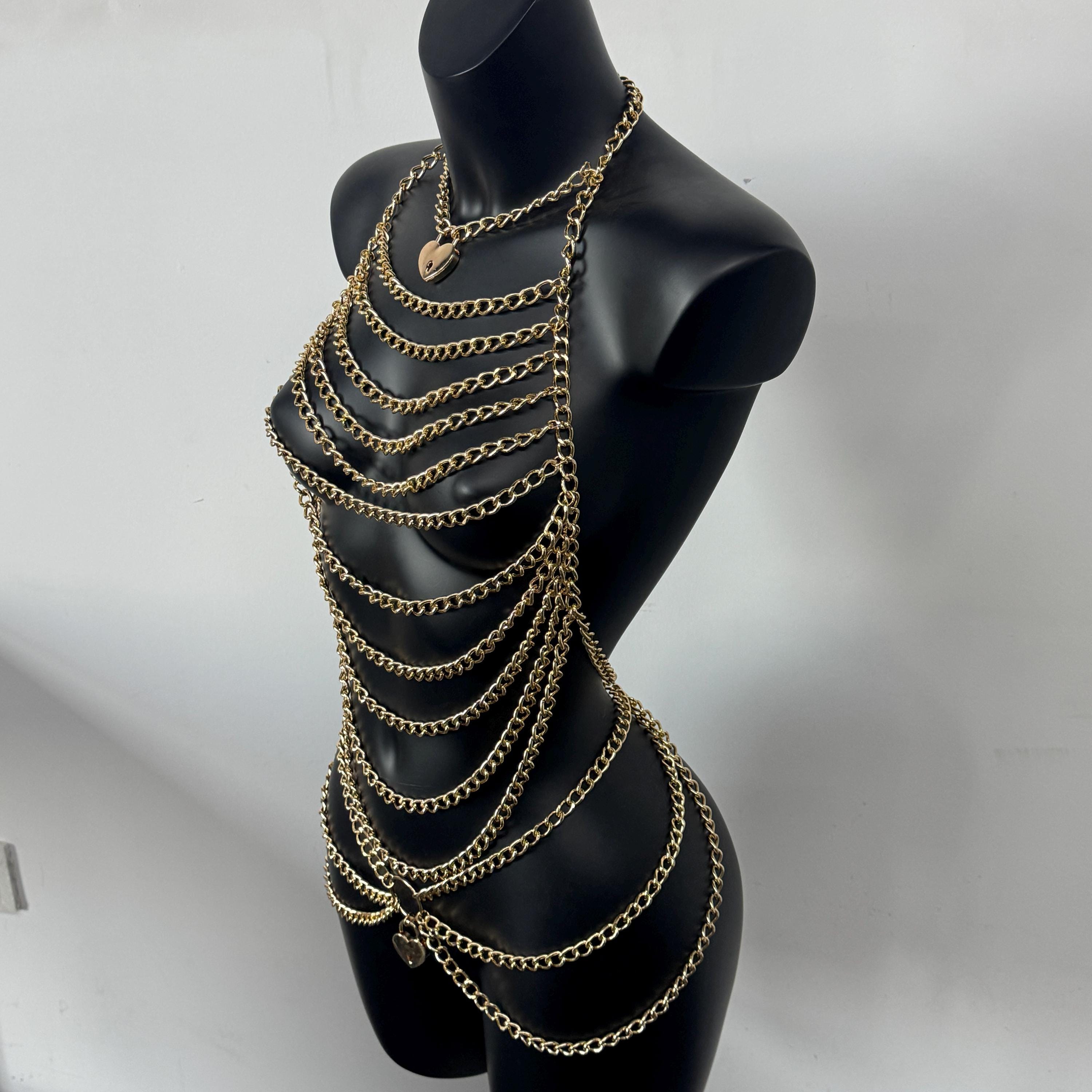 Body Chain Dress Perfect Rave Wear or Exotic Dancewear, Body Chain Gold ...