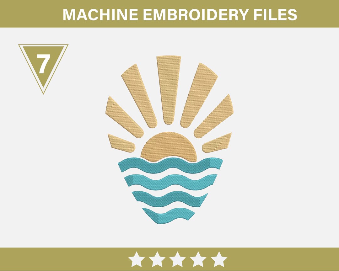 Ocean Sunrise Machine Embroidery Design, Summer Waves Embroidery ...