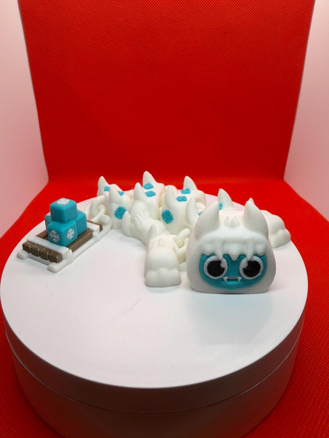 3D Printed Snowman Dragon Toy: Winter Yeti With Sled - Etsy