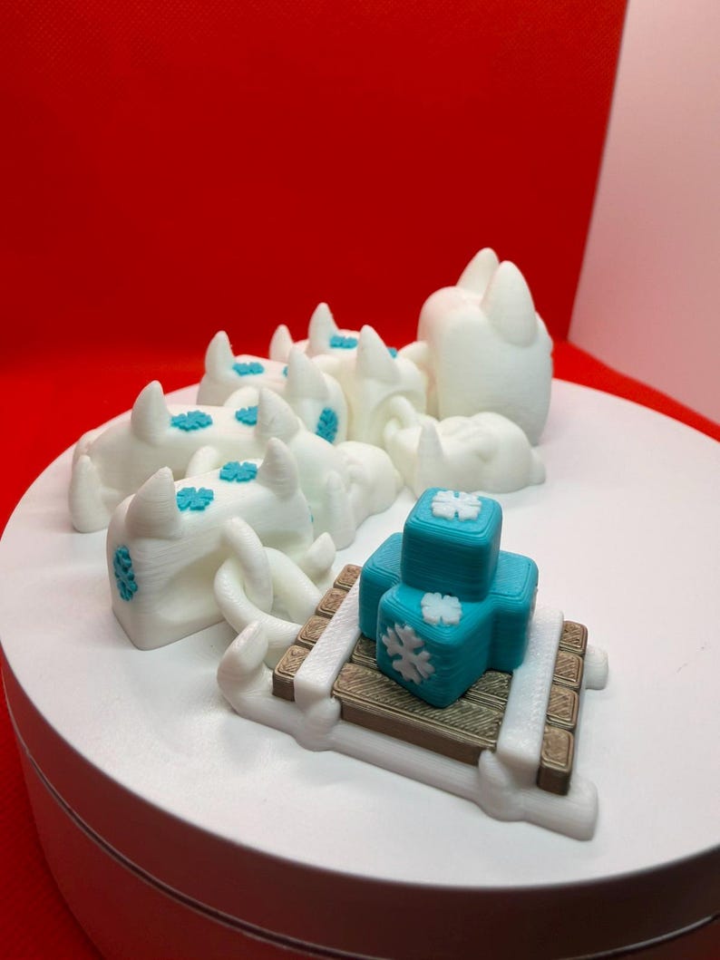 3D Printed Snowman Dragon Toy: Winter Yeti With Sled - Etsy