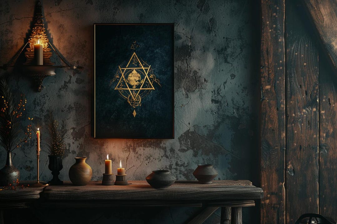 Ancient Symbol Digital Art Print – Mythic Gold Wall Decor - Etsy