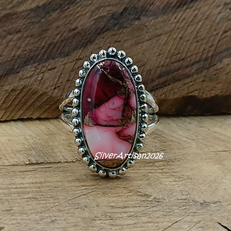 Handmade Red Rose Dahlia Mohave Turquoise Ring 925 Silver Western Style ...