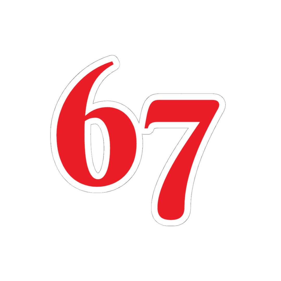 Red 67 Number Sticker | Kiss-cut Sticker - Etsy