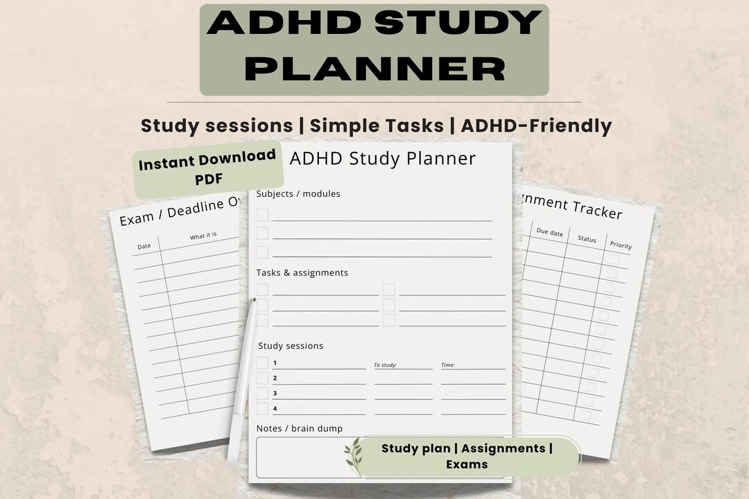ADHD Student Planner Printable | Assignment Tracker | ADHD Study ...