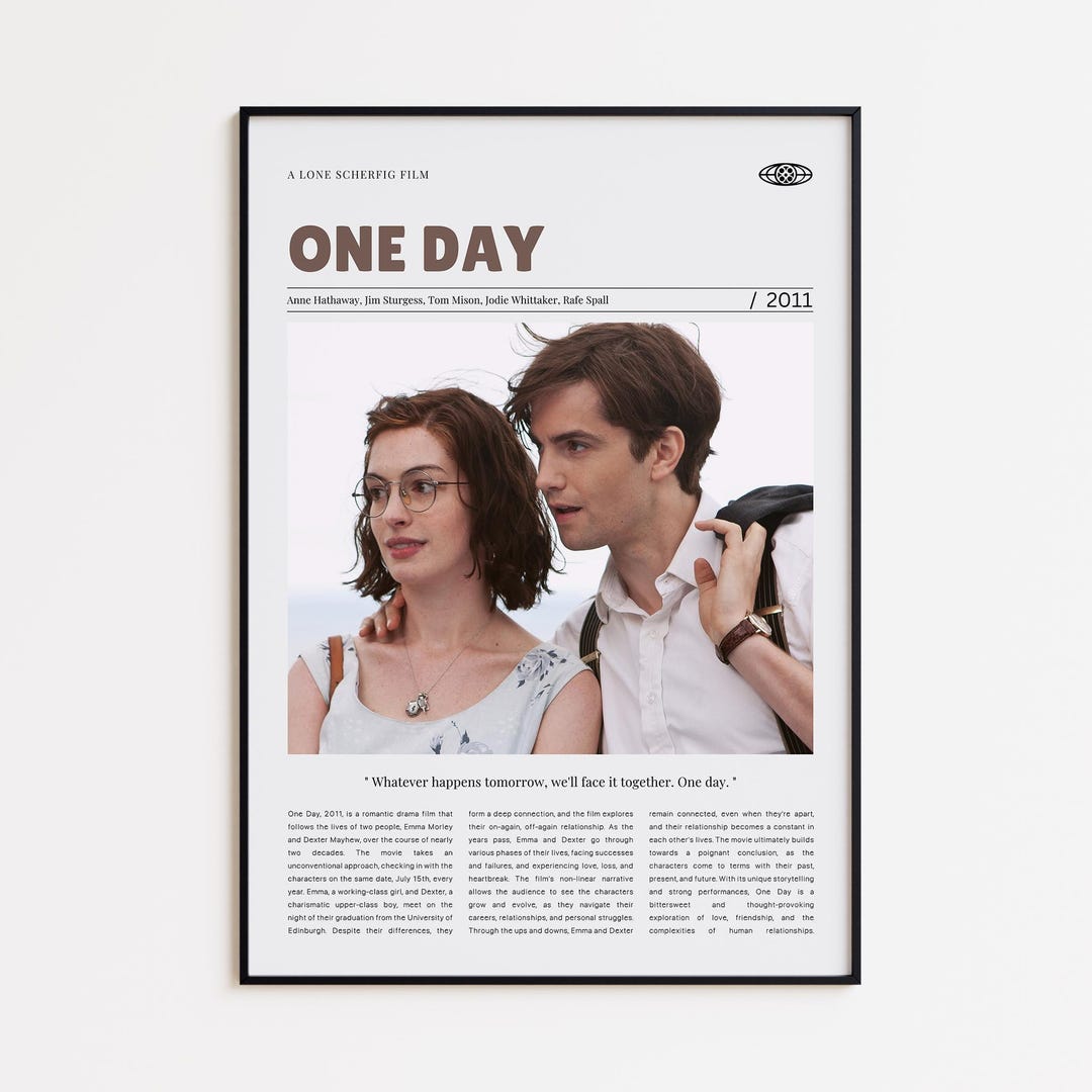One Day, Lone Scherfig, Retro Movie Poster, Custom Movie Poster Print ...