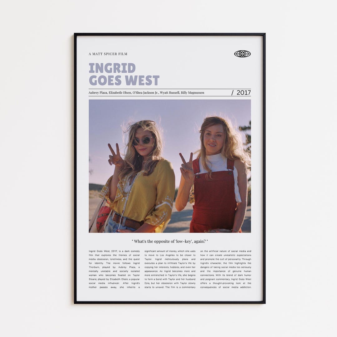 Ingrid Goes West, Matt Spicer, Retro Movie Poster, Custom Movie Poster ...