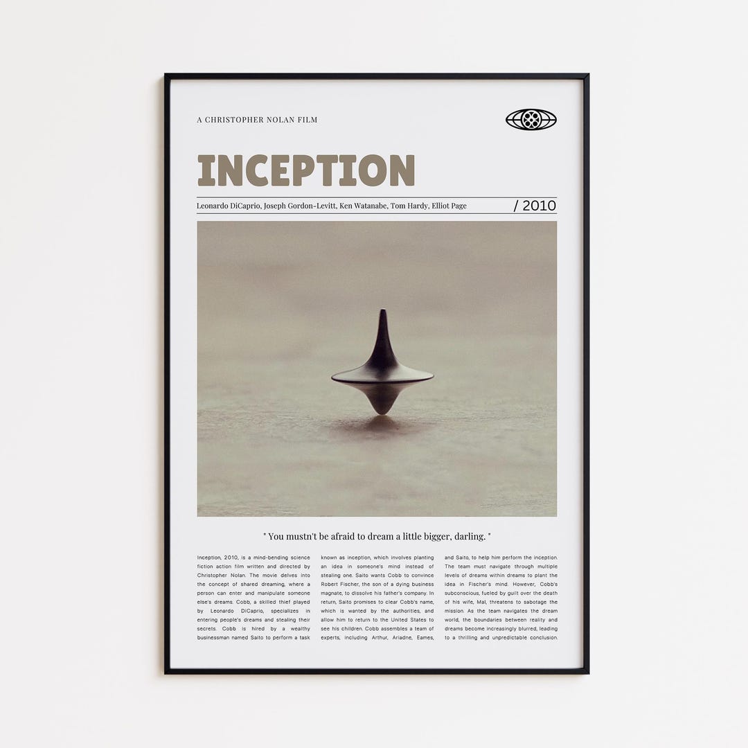 Inception, Christopher Nolan, Retro Movie Poster, Custom Movie Poster ...