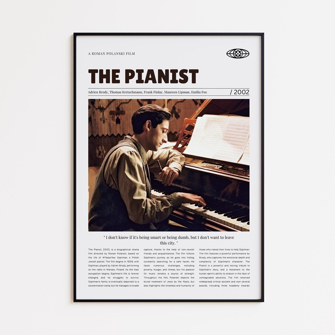 The Pianist, Roman Polanski, Retro Movie Poster, Custom Movie Poster - Etsy