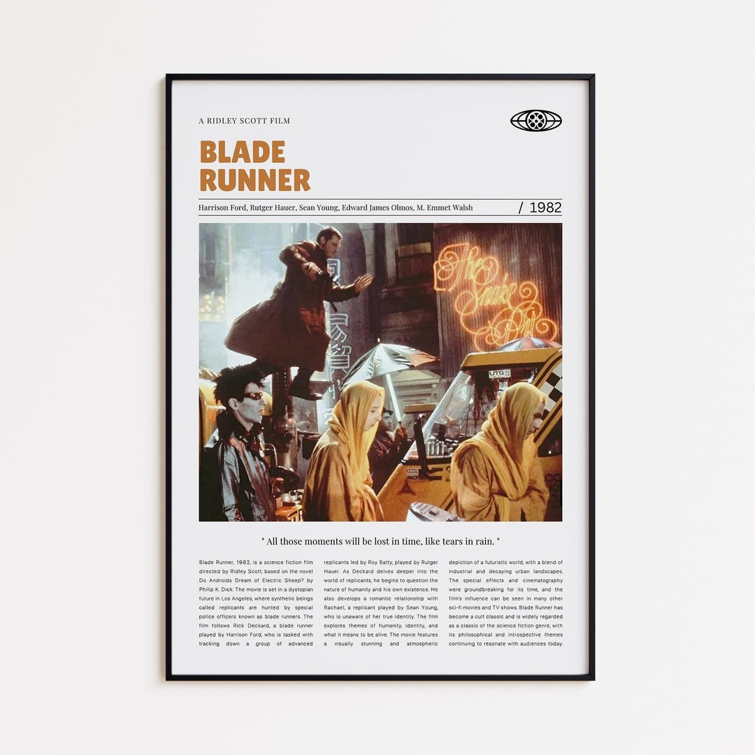 Blade Runner, Ridley Scott, Retro Movie Poster, Custom Movie Poster - Etsy