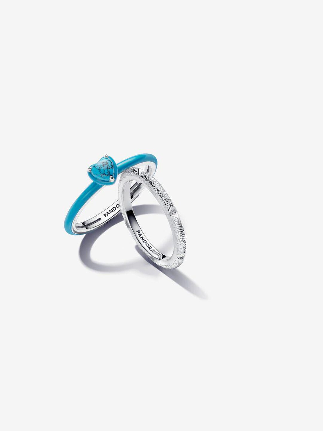 Pandora Turquoise Heart Ring Set - Etsy