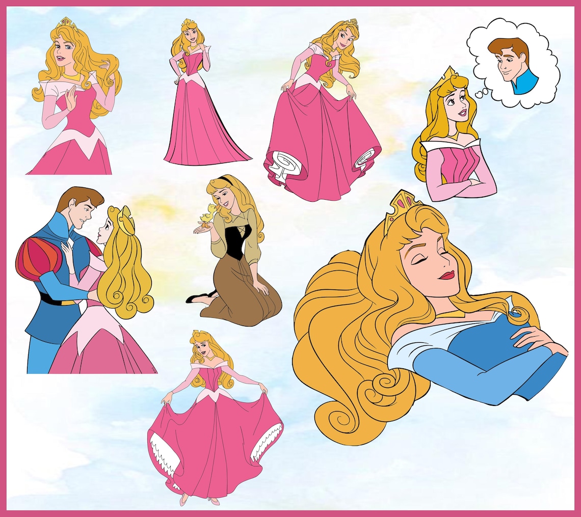 Clipart de acuarela de La Bella Durmiente, Princesa Aurora, Arte de ...