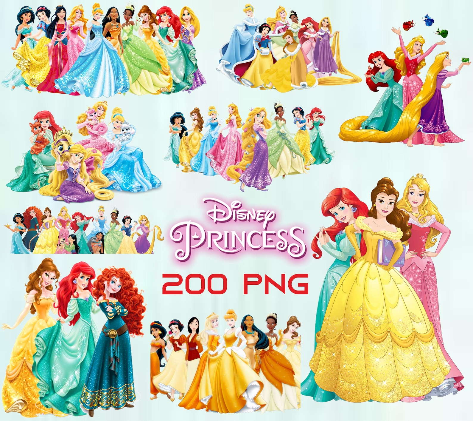 200+ Coquette Princess PNG Bundle, Disney Princess Cliparts (digital ...