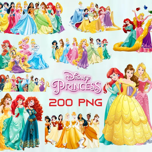 Disneys Princesses Clipart - Etsy