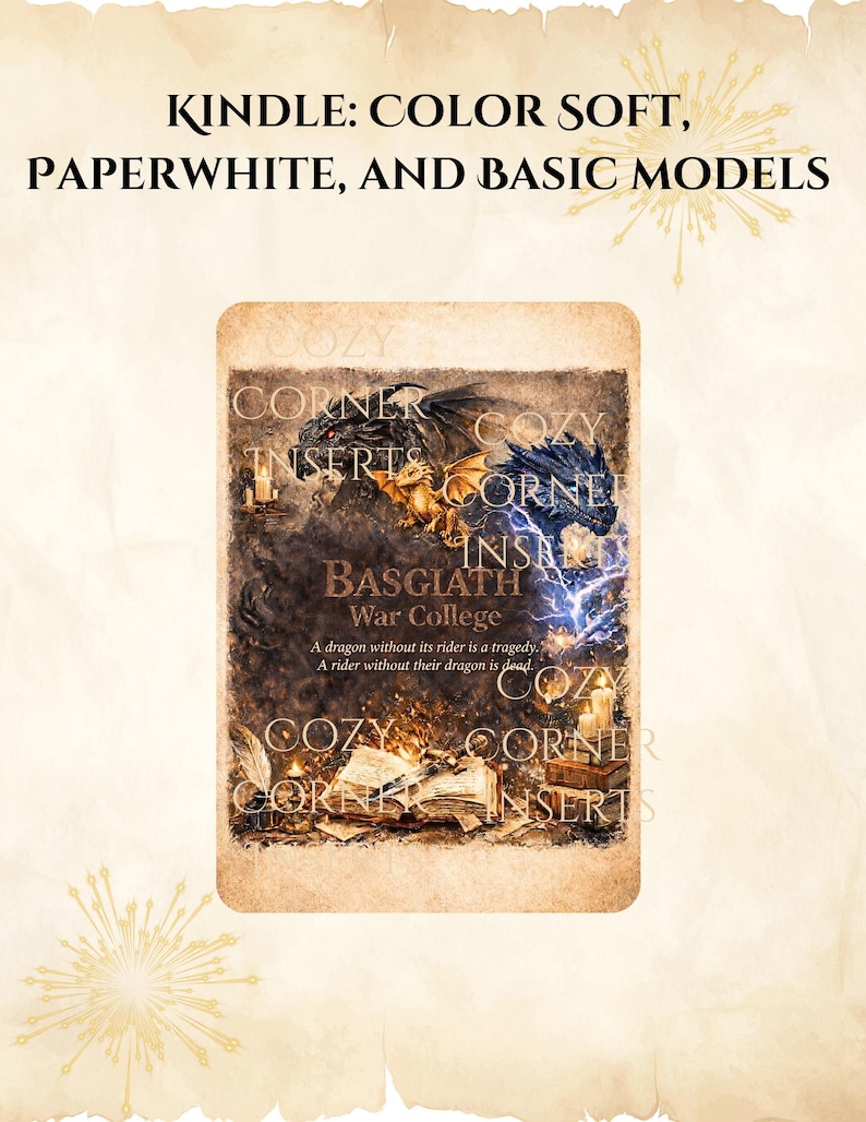 Fourth Wing Kindle & Kobo Insert | Dragon Rider Fantasy E-reader Clear ...