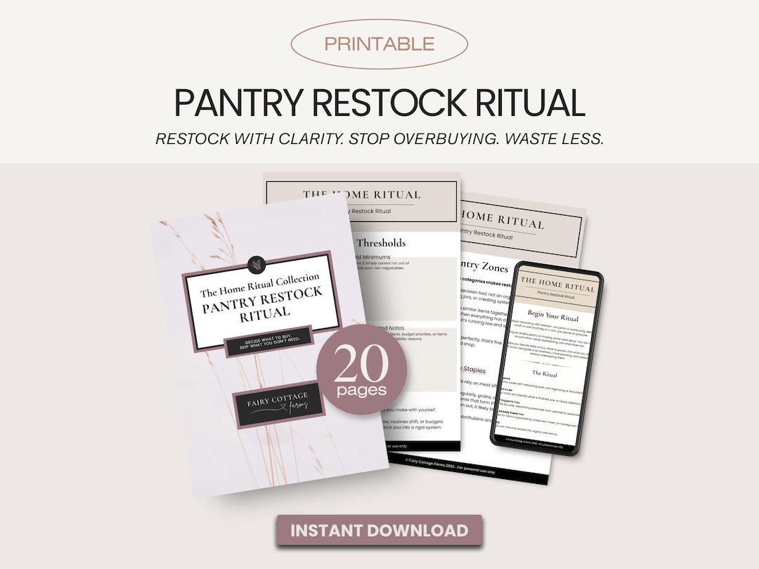 Pantry Restock Ritual Printable | Grocery List System for Intentional ...