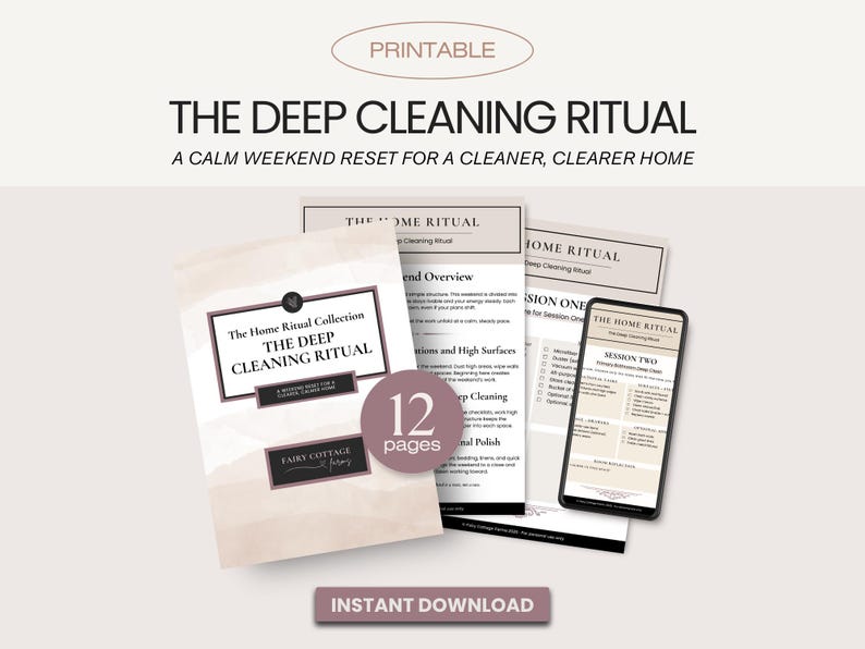 Deep Cleaning Ritual Printable Home Reset Guide - Etsy