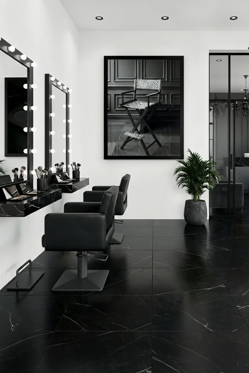 Makeup Artist Chair Print | Luxury Salon Wall Art | Crystal Accent ...