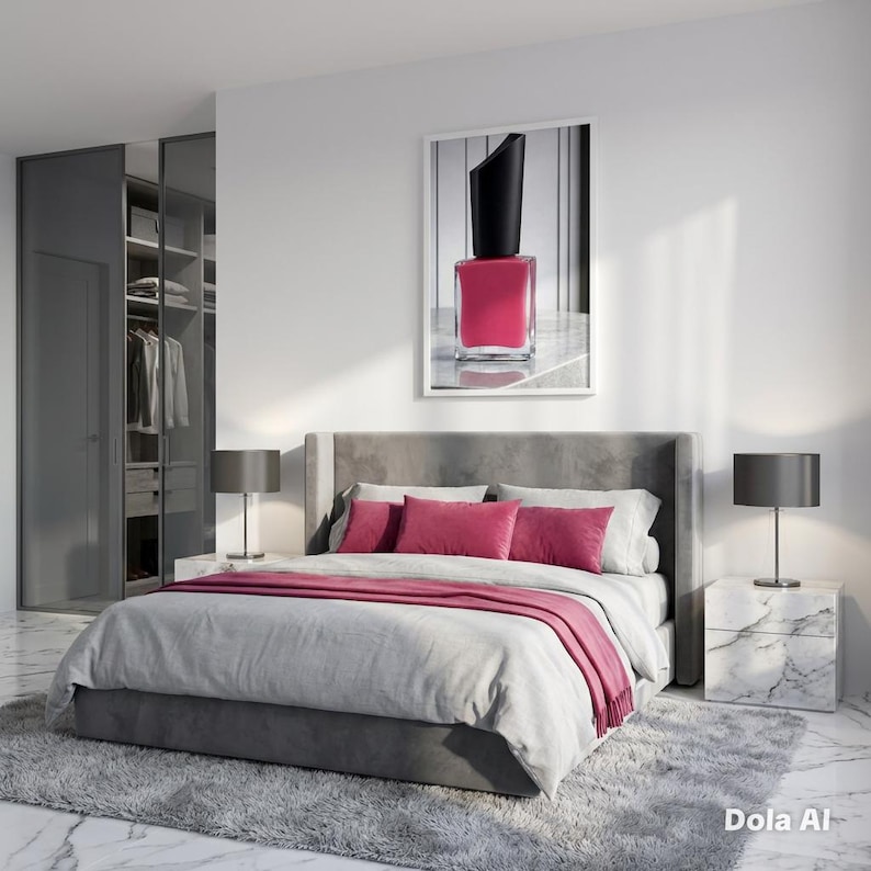 Nail Polish Print | Modern Bedroom Wall Art | Rose Pink Accent ...