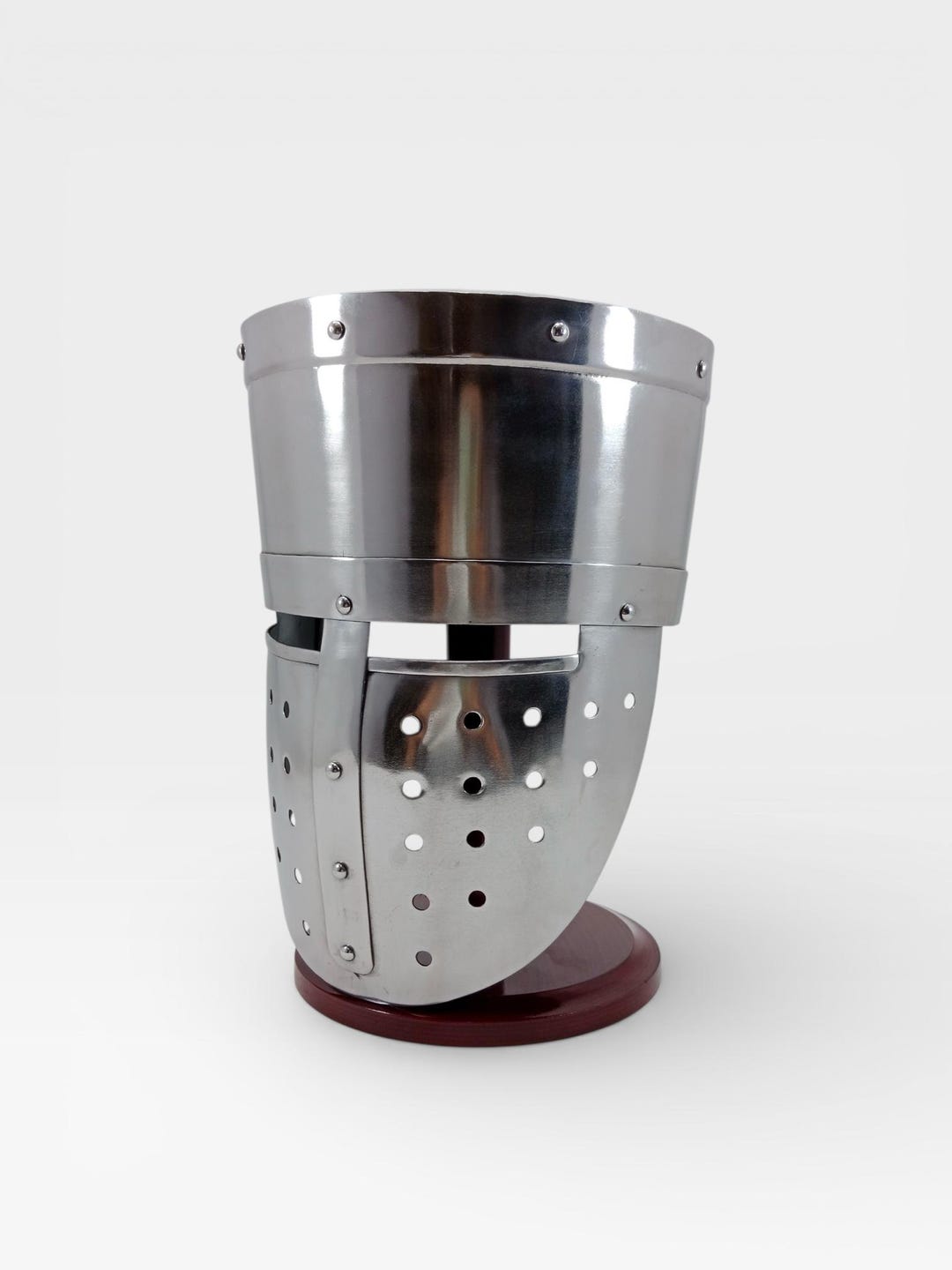 Medieval Silver Steel Knight Helmet – Full Face Crusader Armor - Etsy