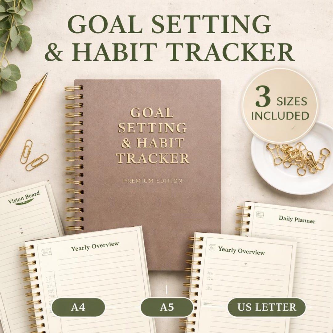 Goal Setting & Habit Tracker Planner | Premium Productivity Planner ...