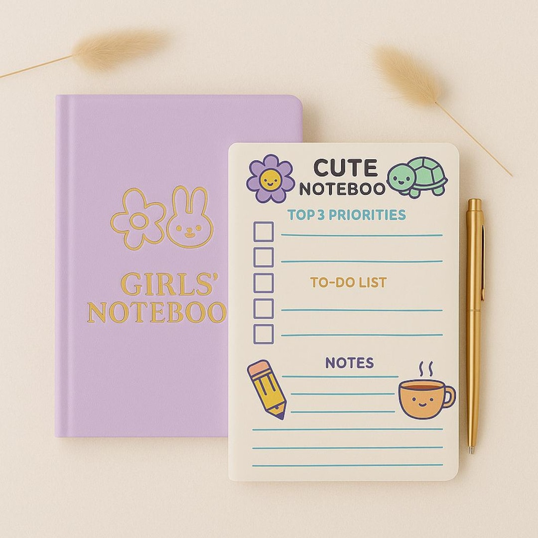 Girls’ Cute Notebook Purple Edition | A5 A4 US Letter | Digital Kawaii ...