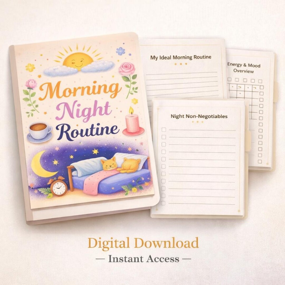 Morning & Night Routine Planner Printable PDF | Daily Habits Self Care ...