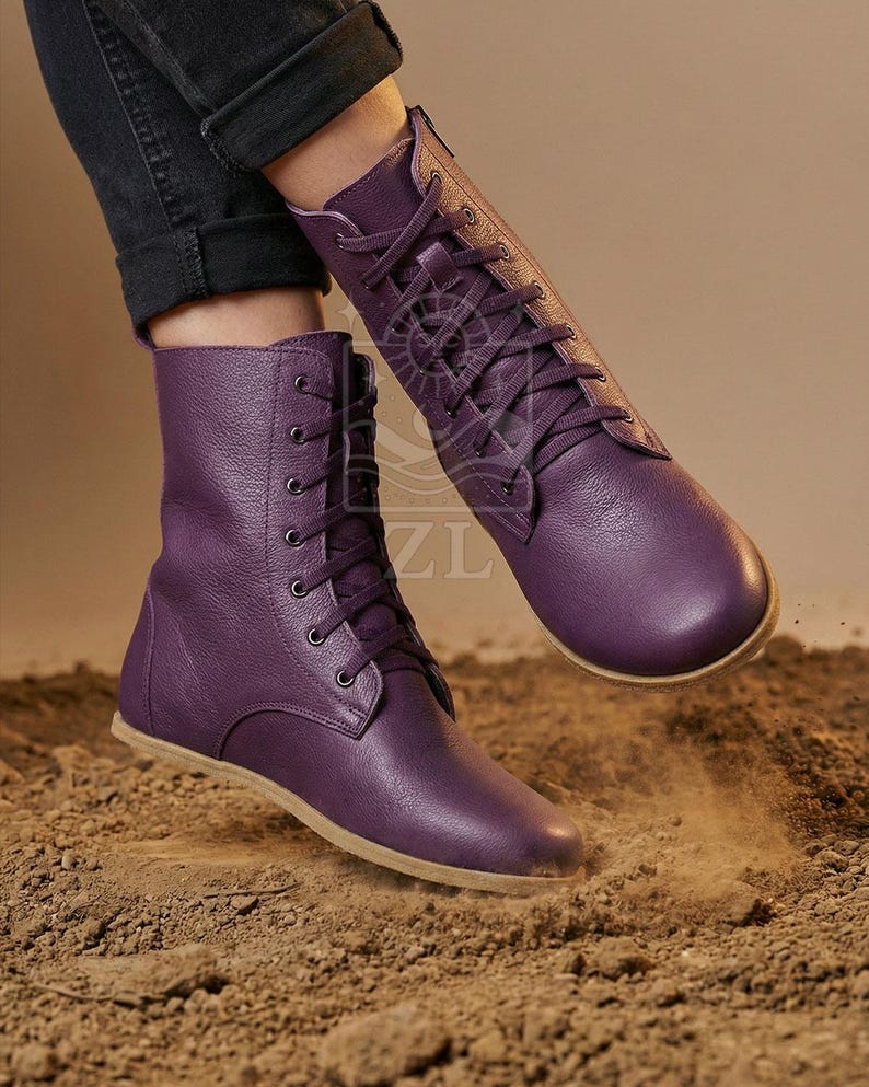 Women VEGAN Earthing Boots Leather Barefoot Organic Handmade - Etsy