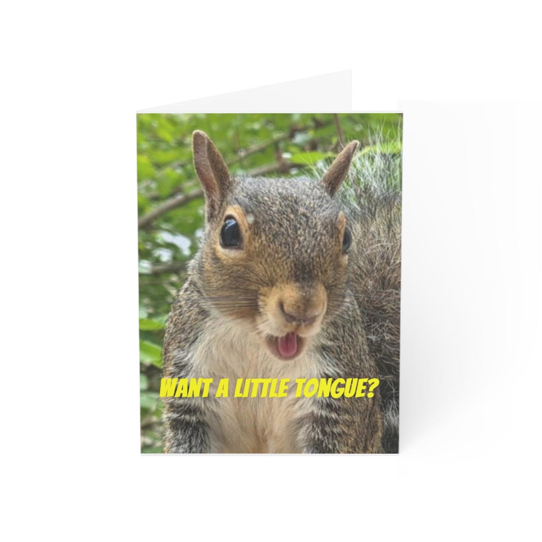 Funny Squirrel Tongue Out Greeting Card - Etsy