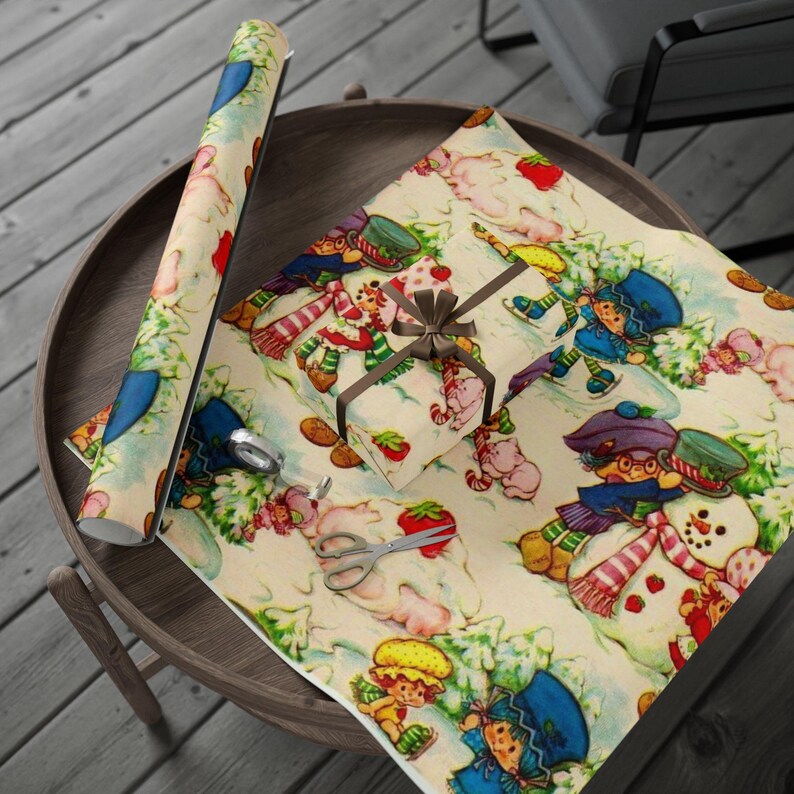 Vintage Strawberry Shortcake Kids Pattern Wrapping Paper | Retro ...