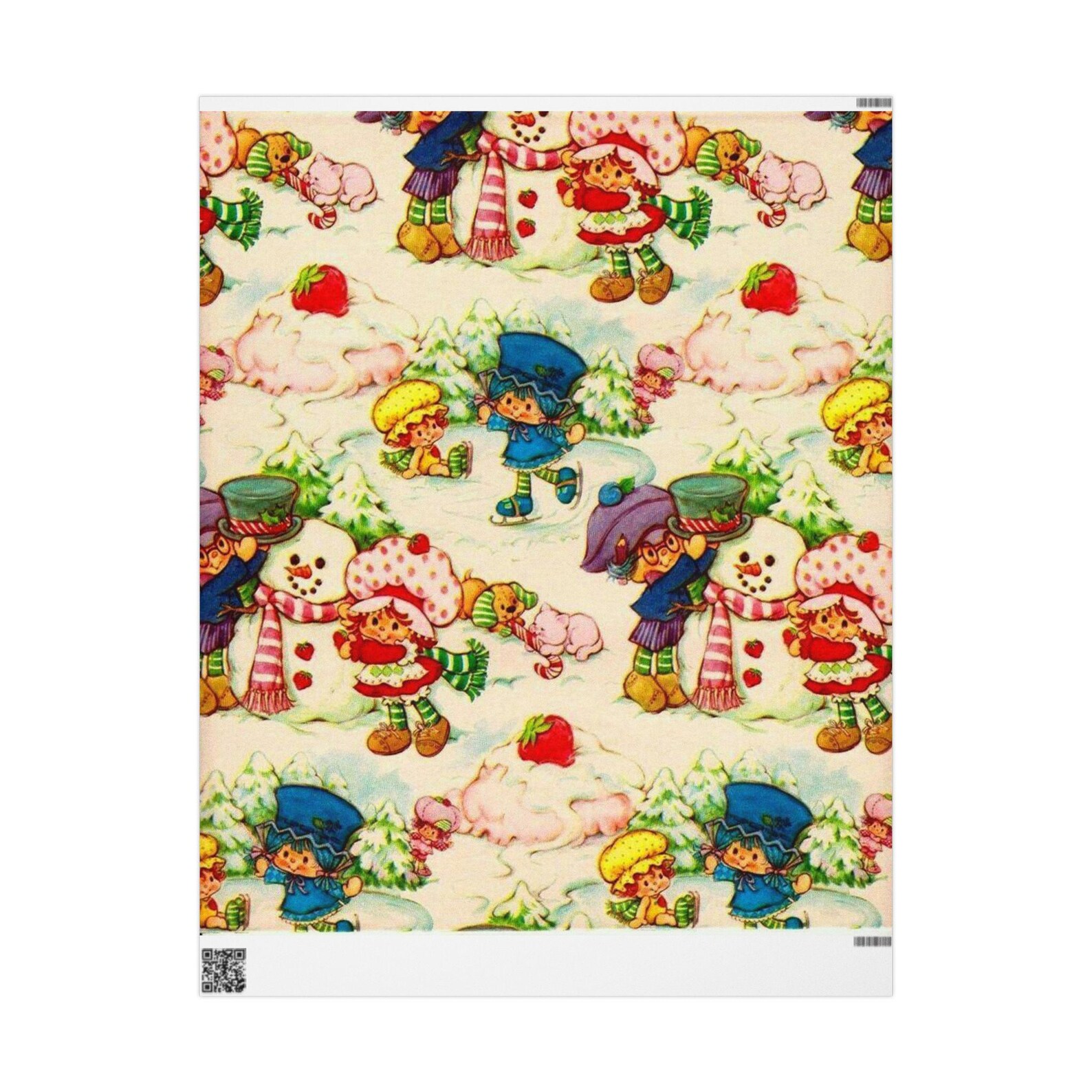 Vintage Strawberry Shortcake Kids Pattern Wrapping Paper | Retro ...