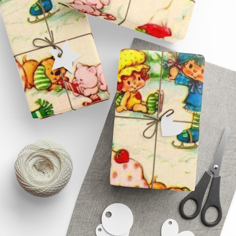 Vintage Strawberry Shortcake Kids Pattern Wrapping Paper | Retro ...