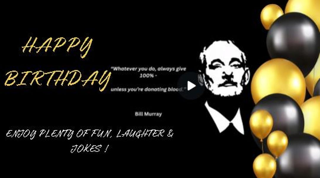 Bill Murray "100%" Joke Birthday Ecard - Etsy
