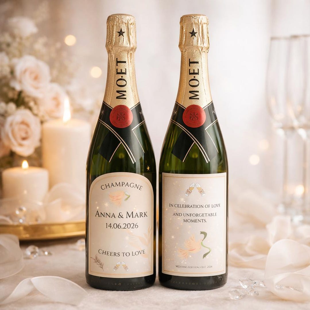 Editable Wedding Champagne Label Template, Personalized Champagne ...