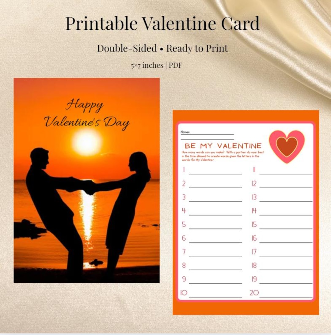 Interactive Valentine Card Printable, Be My Valentine Activity Card ...