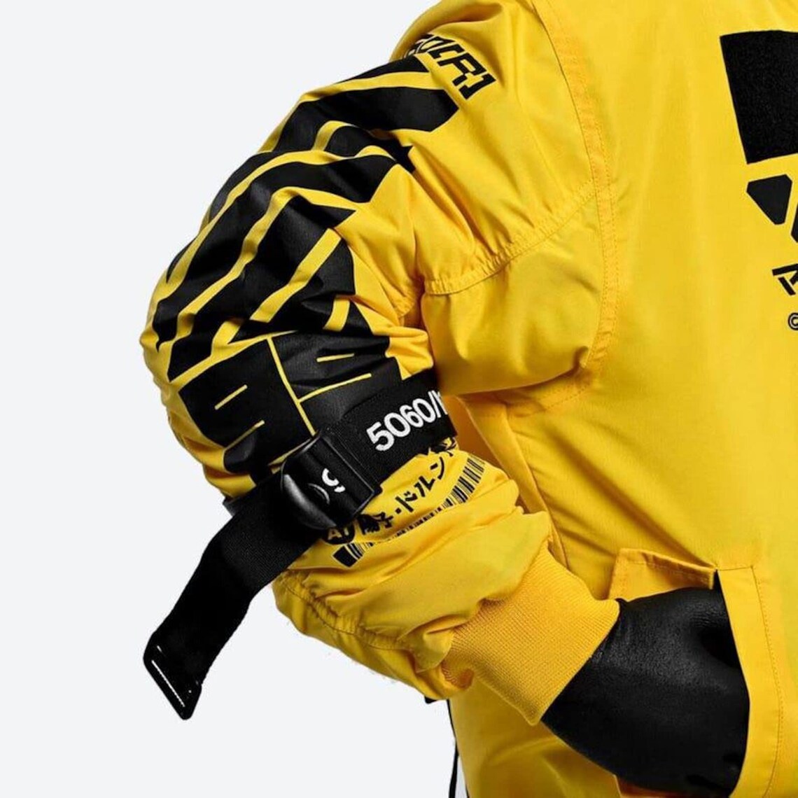 Cyberpunk Yellow Techwear Bomber Jacket – Black Tactical Outerwear With ...