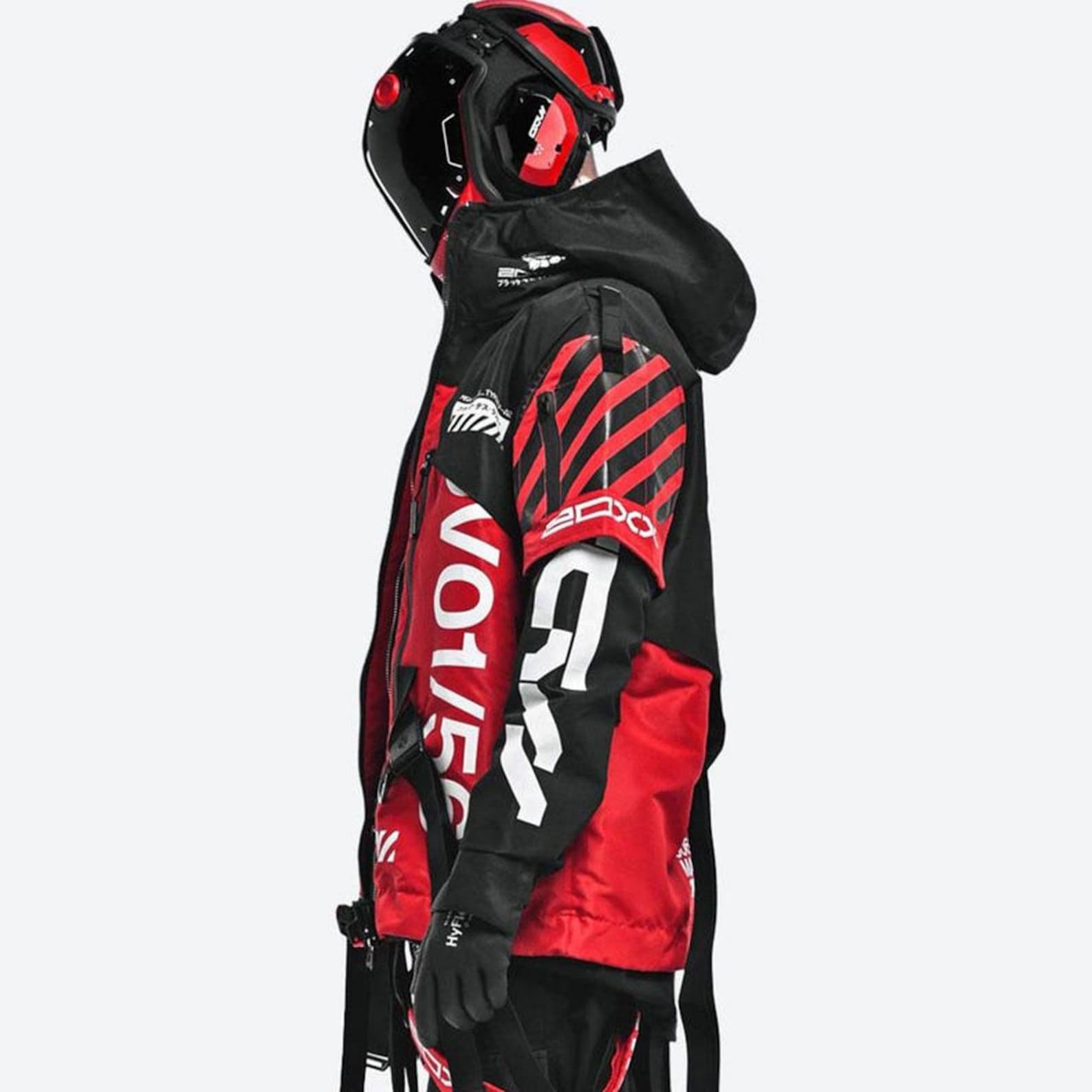 Cyberpunk Red Tactical Techwear Jacket – Futuristic Streetwear ...