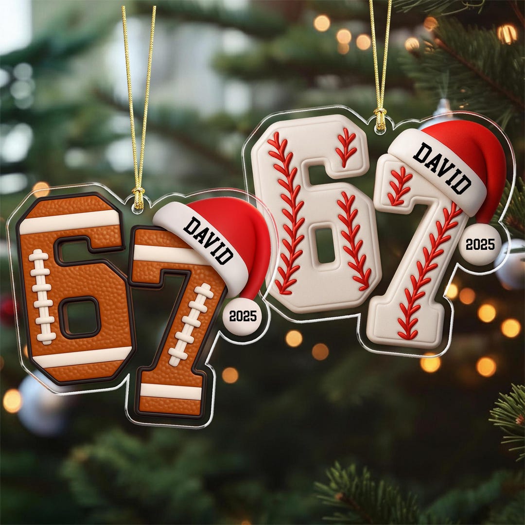 Custom Name 67 Sport Ornament, Acrylic Soccer Baseball Volleyball ...