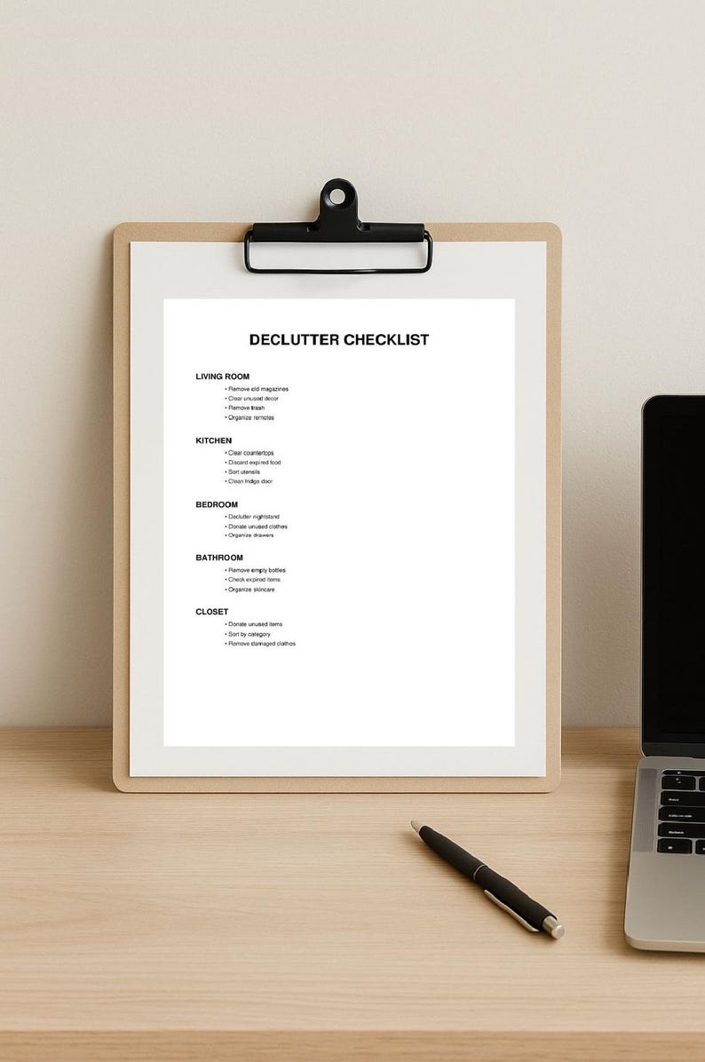 Declutter Checklist Printable | Minimalist Home Organizing Sheet ...
