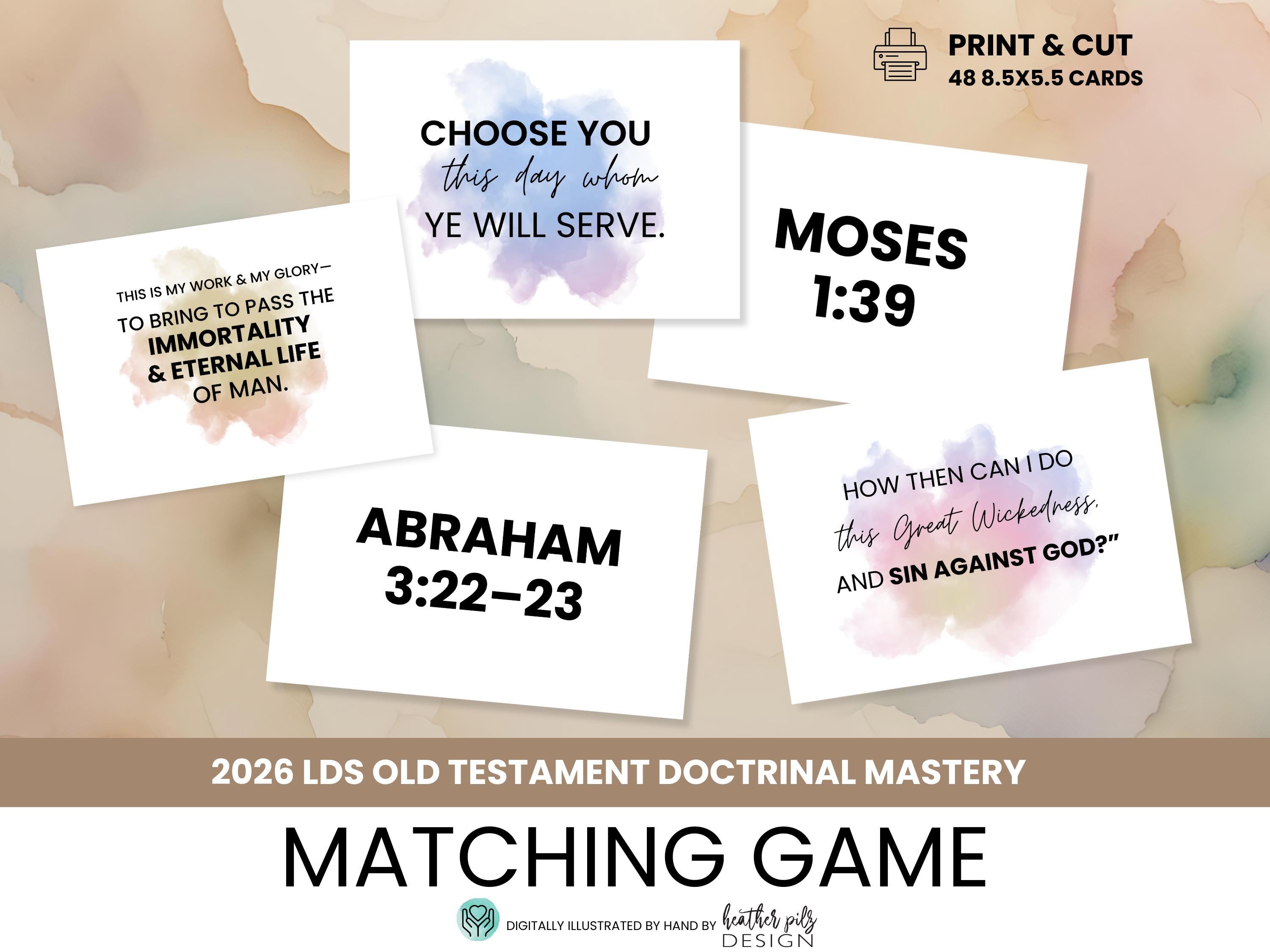Old Testament LDS Seminary Doctrinal Mastery Matching Game Printable ...
