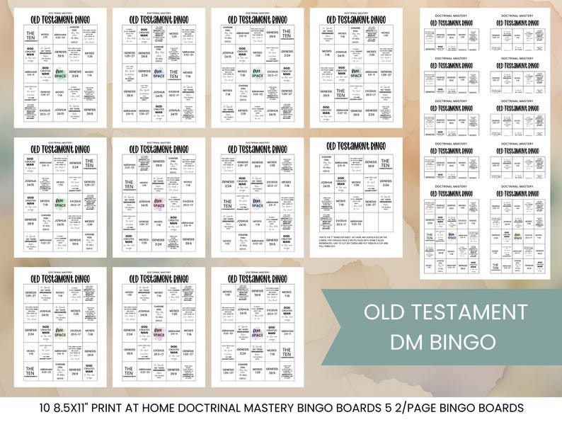 Old Testament LDS Seminary Doctrinal Mastery Bingo Boards Game ...