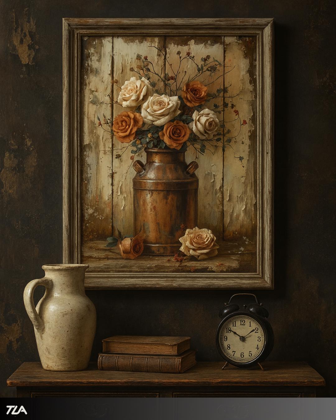 Vintage Rose Bouquet Print, Rustic Farmhouse Decor (digital Download ...