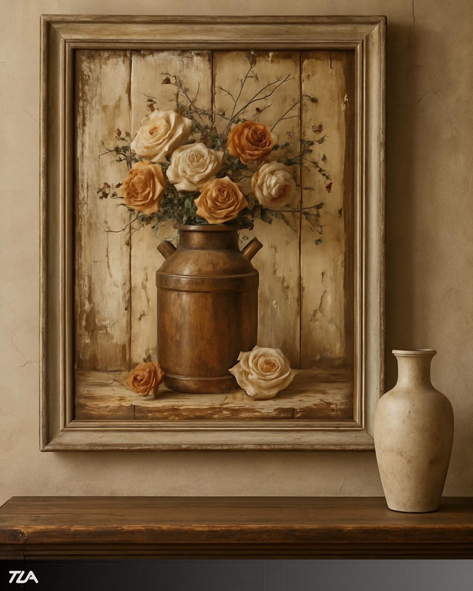 Vintage Rose Bouquet Print, Rustic Farmhouse Decor (digital Download ...