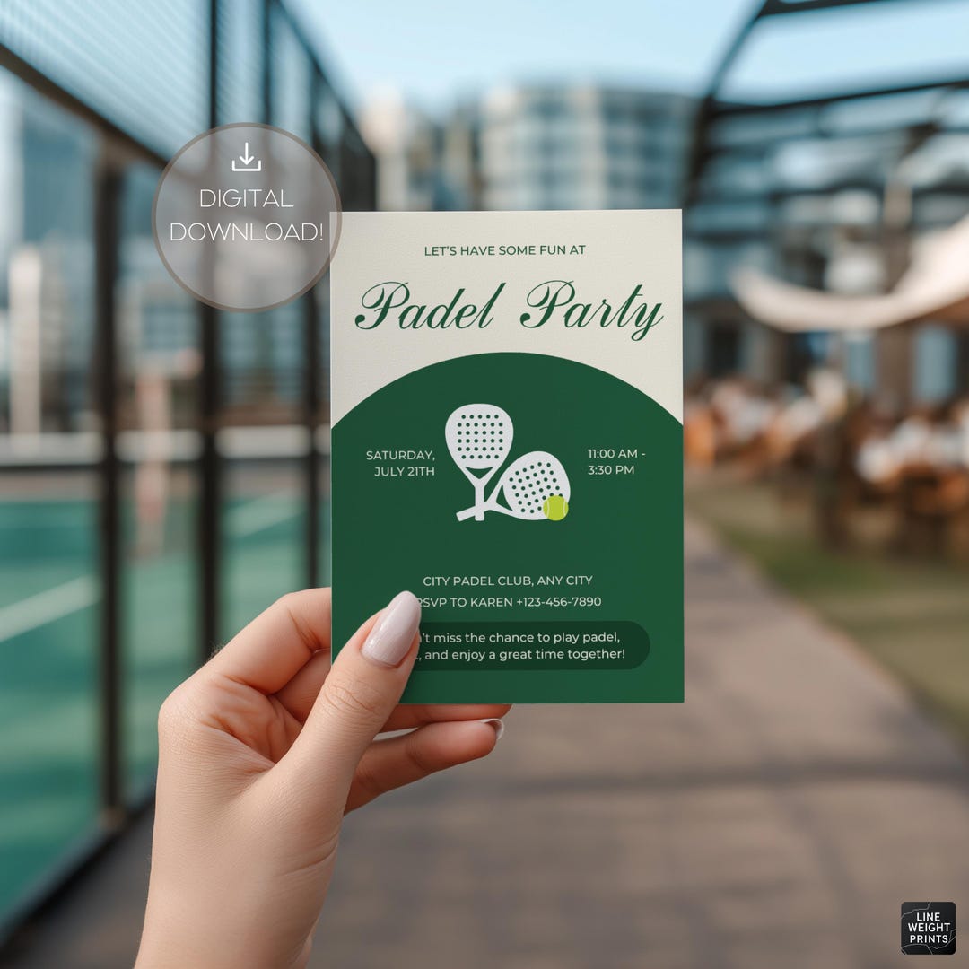 Padel Party Invitation Template | Editable | Printable | Canva ...