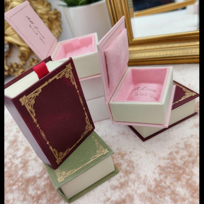 Personalized Vintage Book Jewelry Box – Antique Style Ring & Pendant ...