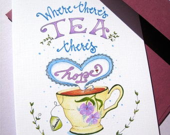 Tea Cup Card Tea Lover Gift Card Tea Thank You Card You | Etsy