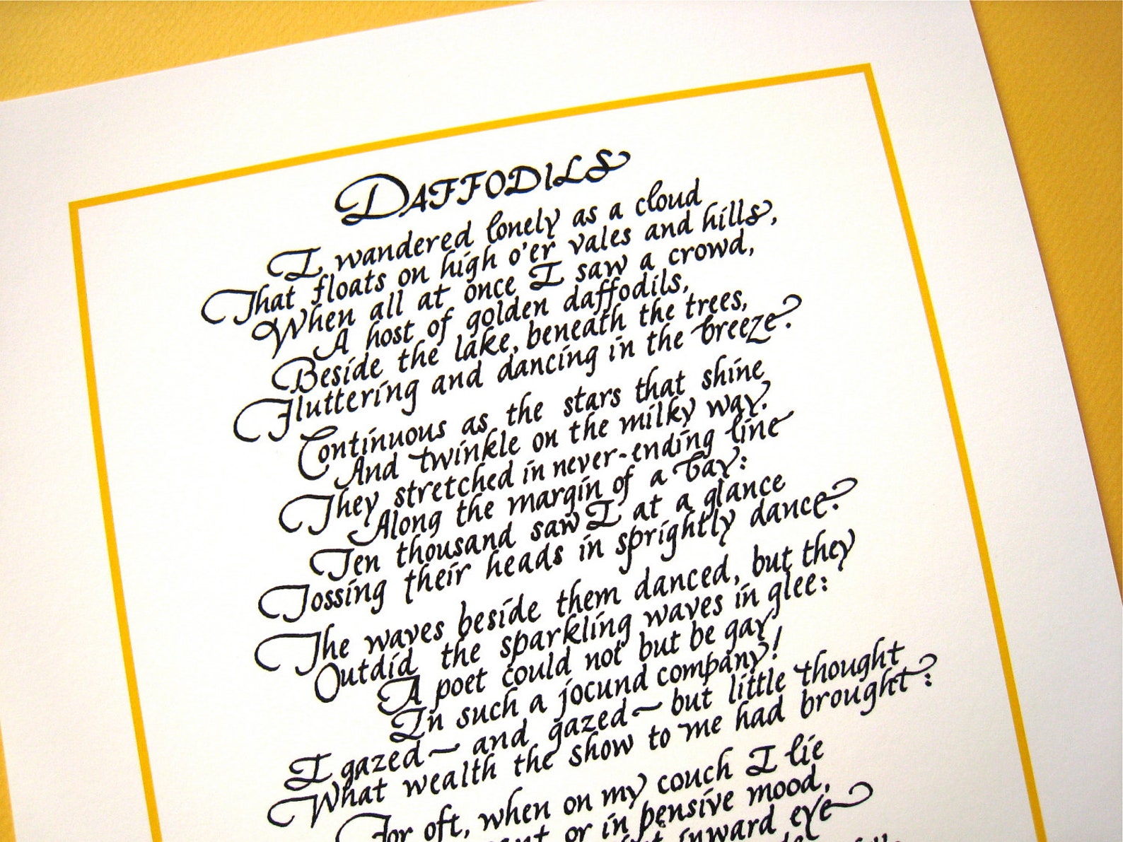 Daffodils Calligraphy Print - Wordsworth Poem - English Romantic ...