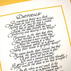Daffodils Calligraphy Print - Wordsworth Poem - English Romantic ...