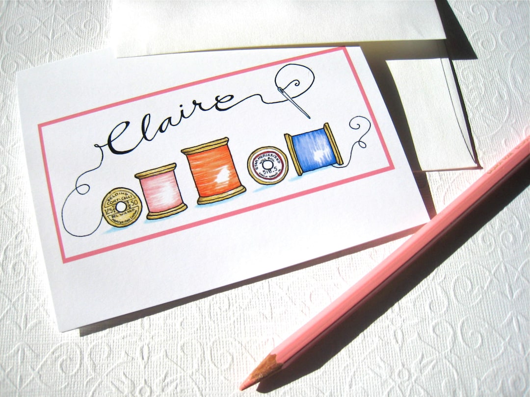 Personalized Sewing Stationery - Custom Sewing Note Cards - Gift for ...